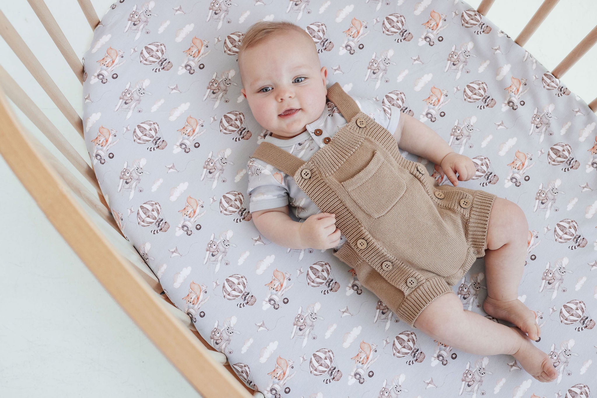 Baby Boys Aviation Blue Grey Flying Friends Baby Wrap