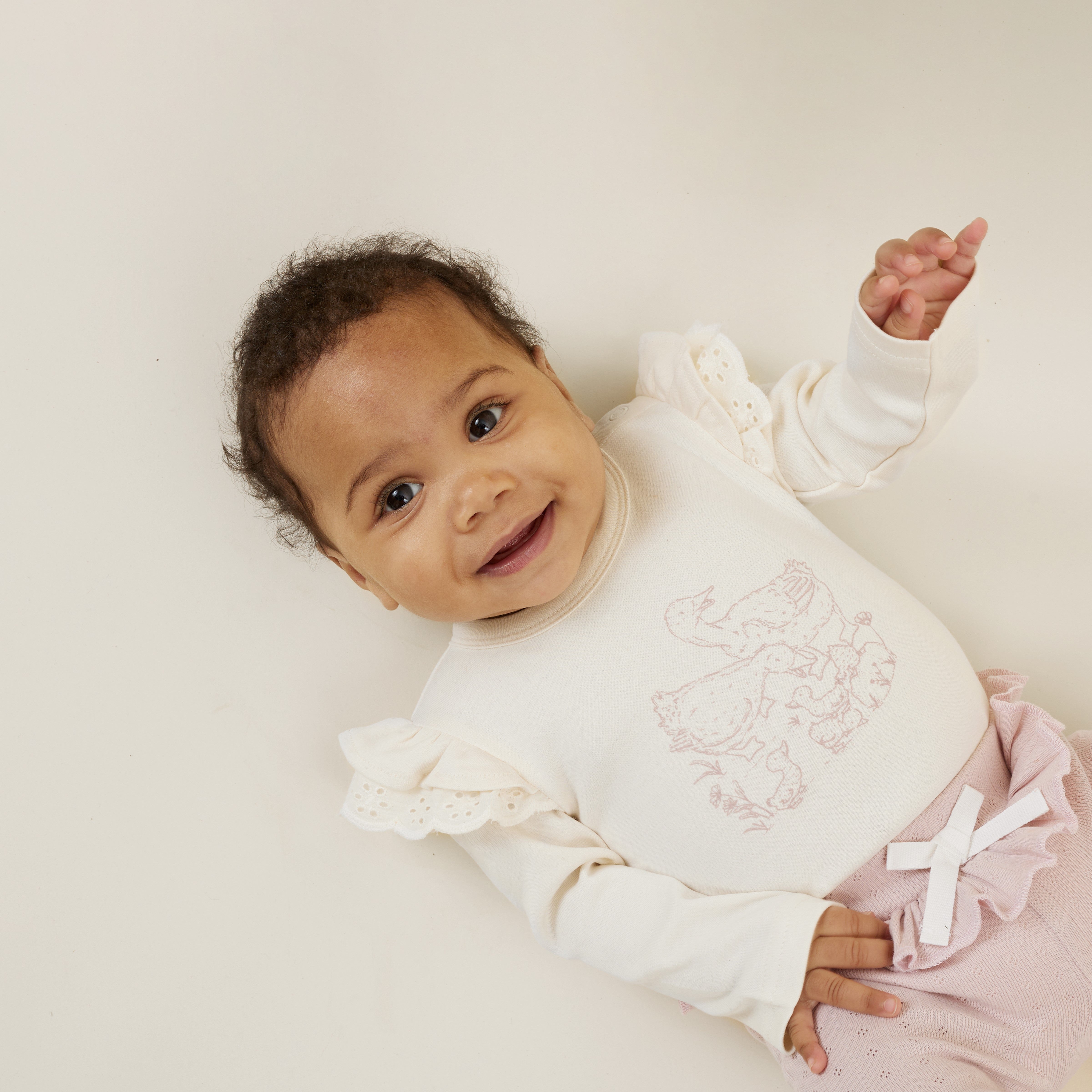 Baby Girl Duck Family Print Flutter Onesie Bodysuit Ruffles