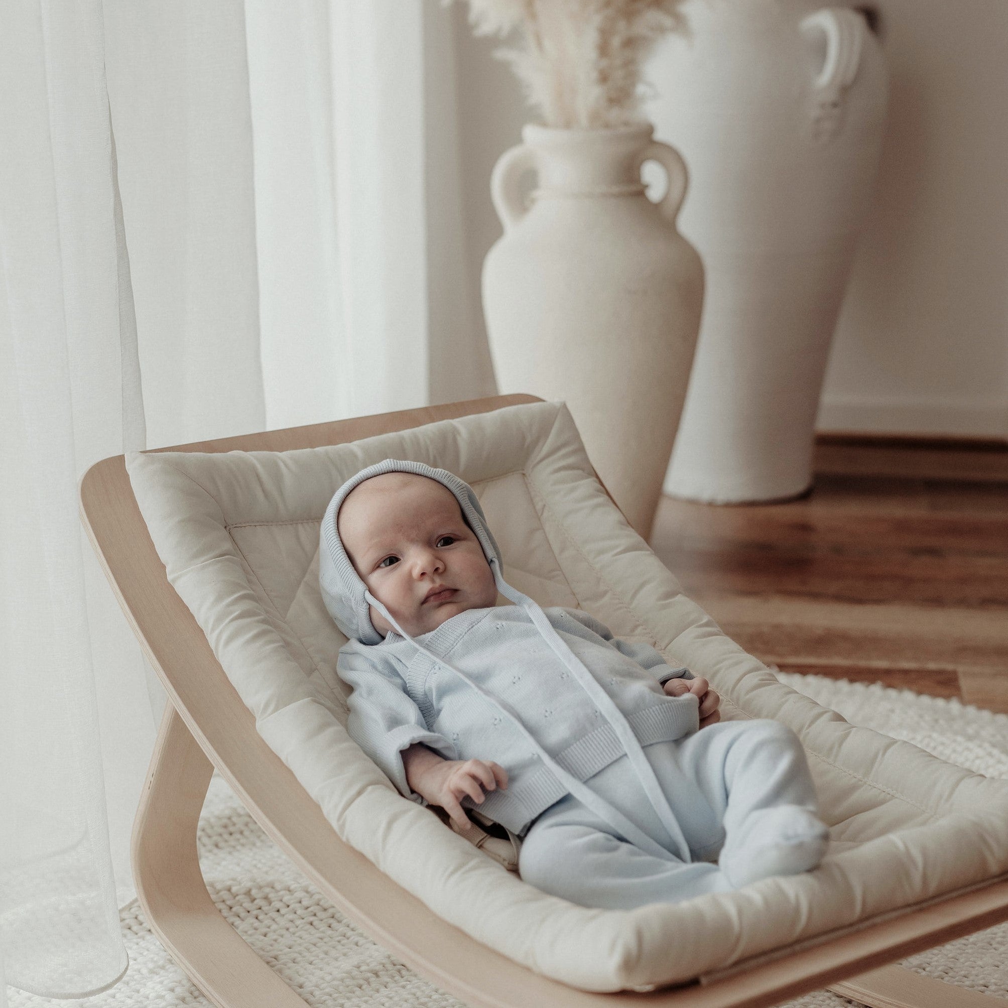 Aster & Oak Organic Heirloom Knitted Baby Boy Gift Set Blue
