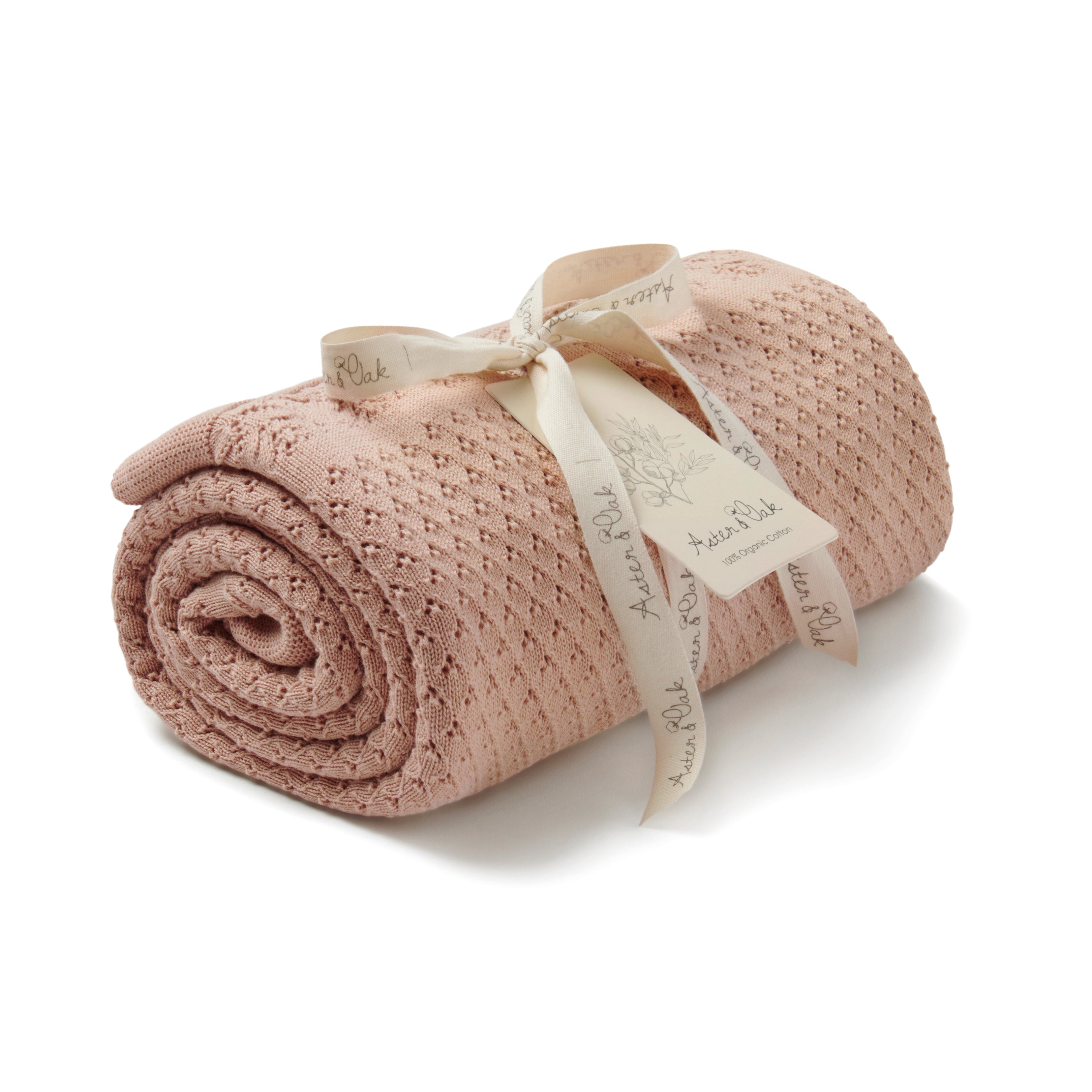Aster & Oak Organic Cotton Rose Knit Heirloom Blanket